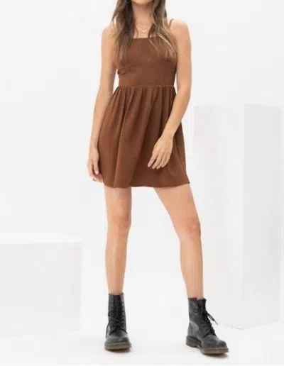 Pretty Garbage Open Back Ruched Mini Dress In Chocolate In Gold | ModeSens