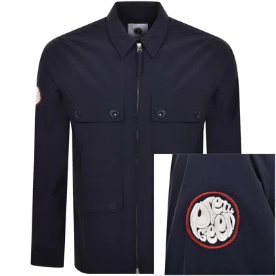 Pretty Green Live Forever Oversized Overshirt Navy | ModeSens