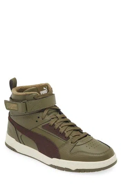 Puma Rbd Game Wtr High-top Sneakers In Deep Olive-dark Chocolate-gold ...