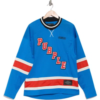 Purple Brand Mesh Long Sleeve Jersey Top In Blue | ModeSens