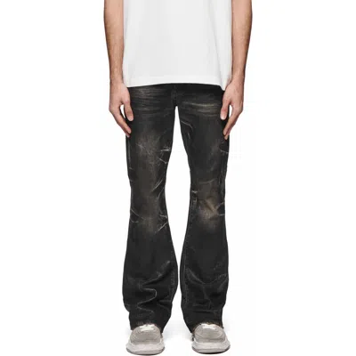 Purple Brand Super Stack Coated Flare Jeans In Black | ModeSens
