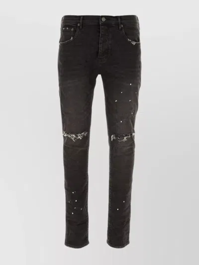 Purple Denim Belt Loops Creased Distressed Intentional Rips Skinny In ...