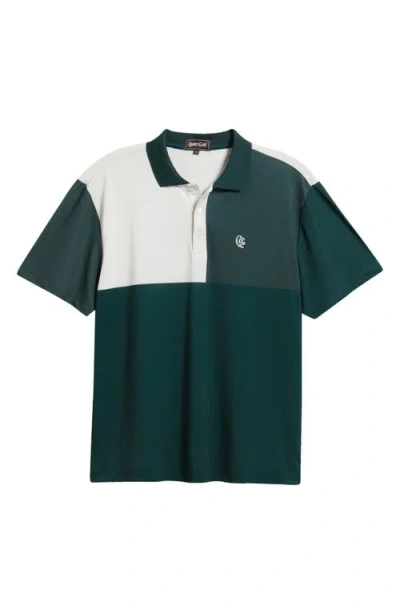 Quiet Golf Monogram Colorblock Golf Polo In Forest | ModeSens