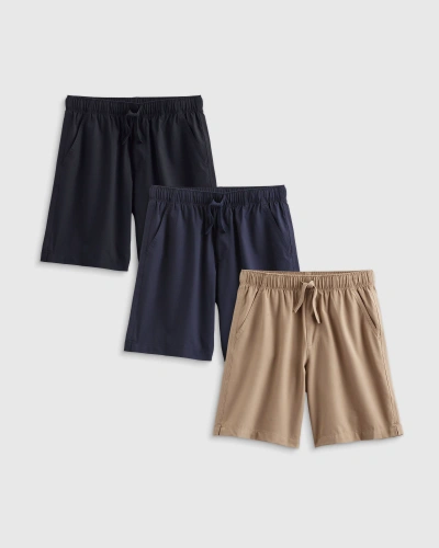 Quince Kids' Performance Tech Active Shorts 3-pack In Black/navy/khaki ...