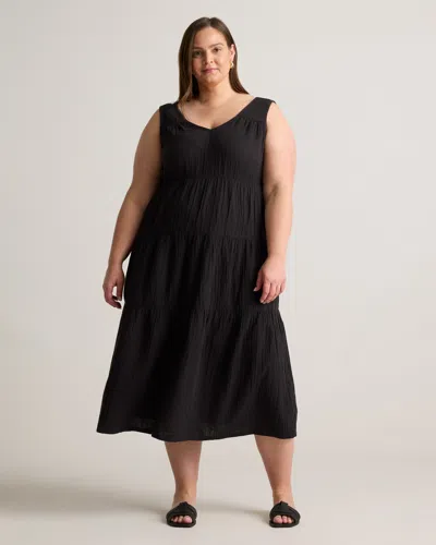 Quince Women's Gauze Tiered Maxi Dress In Black | ModeSens