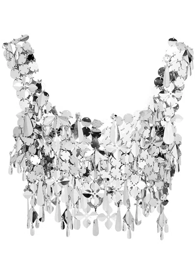 Rabanne Geometric Chainmail Cropped Top In Silver | ModeSens