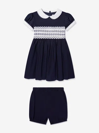 Rachel Riley Baby Girls Classic Smocked Dress And Bloomers In Blue ...