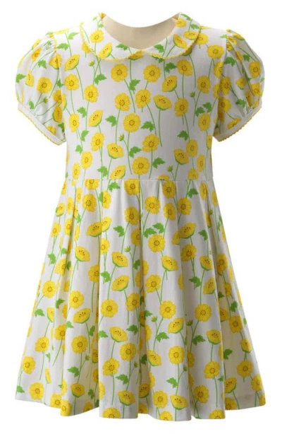 Rachel Riley Kids' Buttercup Print Fit & Flare Dress In Yellow | ModeSens