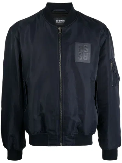 Raf Simons Logo-patch Bomber Jacket In Blue | ModeSens