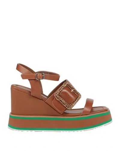 Rahya Grey Woman Sandals Tan Size 7 Leather In Brown | ModeSens