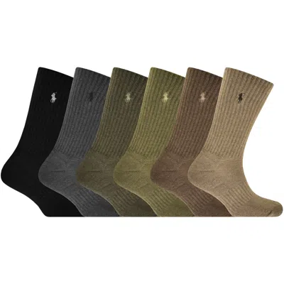 Polo Ralph Lauren Ralph Lauren 6 Pack Performance Crew Socks In Brown ...