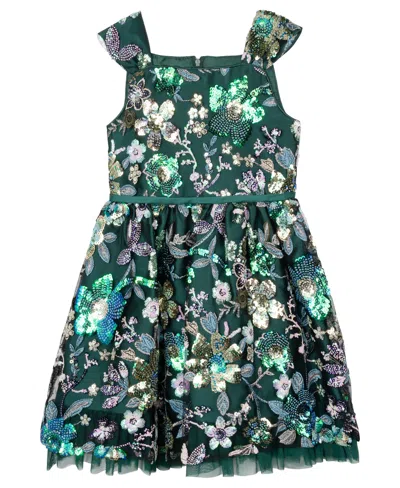 Rare Editions Kids' Little Girls Embroidered Sequin Mesh Social Dress ...