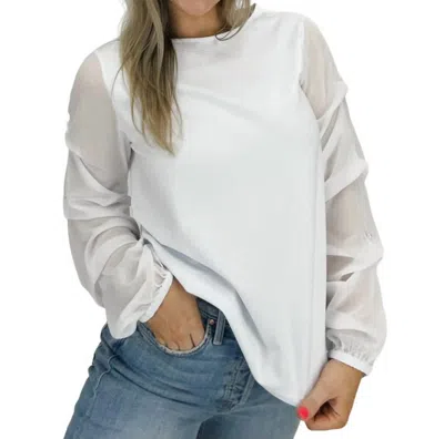 Ravel Dolly Ruched Sleeve Top In White | ModeSens