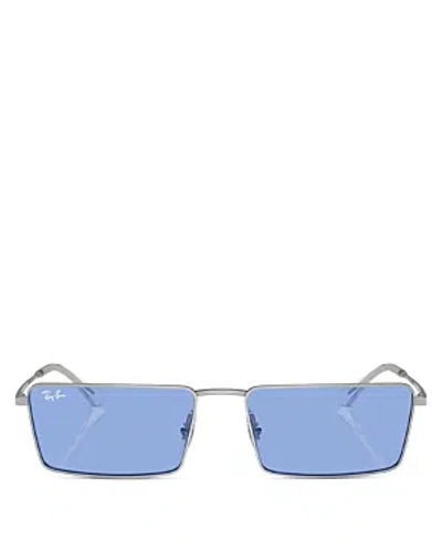 Ray Ban Ray-ban Emy Rectangular Sunglasses, 59mm In Silver/blue Solid ...