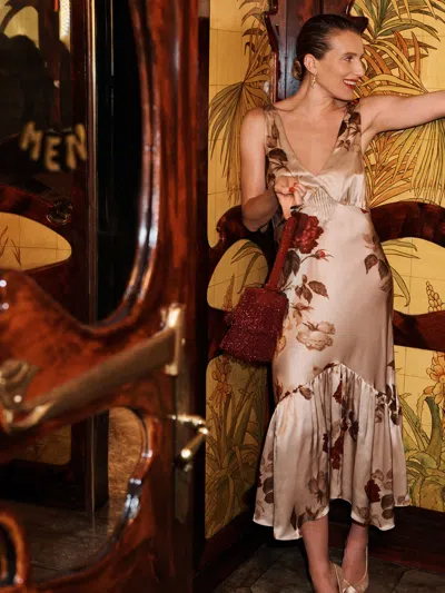 Reformation Cordia Silk Dress In Opera Border | ModeSens