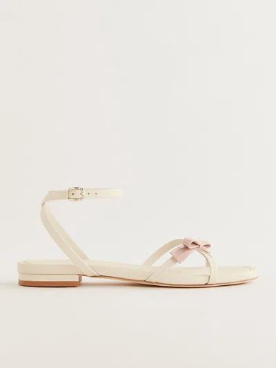 Reformation Erica Flat Bow Sandal In Almond / Alabaster | ModeSens