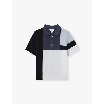 Reiss Boys Bluekids Colour-block Short-sleeve Cotton-blend Polo 3-13 ...