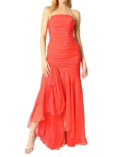 Rene Ruiz Collection Women's Ruched Chiffon Strapless Gown In Orange ...
