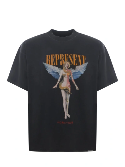 Represent T-shirt Rebors In Angel Black Made Of Cotton In Grigio | ModeSens