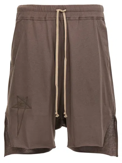 Rick Owens X Champion Beveled Pods Bermuda Shorts In Gray | ModeSens