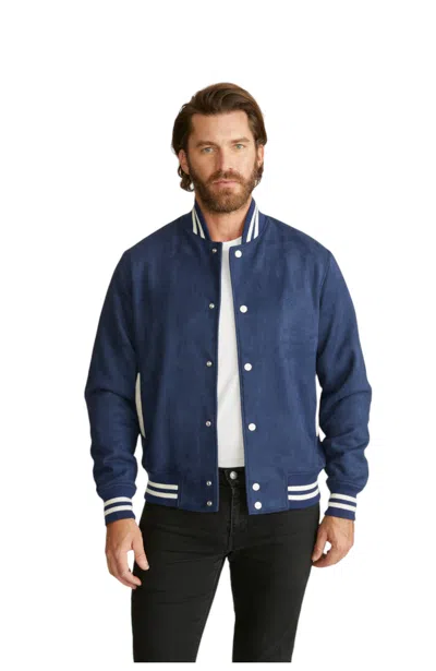 Robert Graham Men's Vegan Suede Varsity Jacket In Blue | ModeSens
