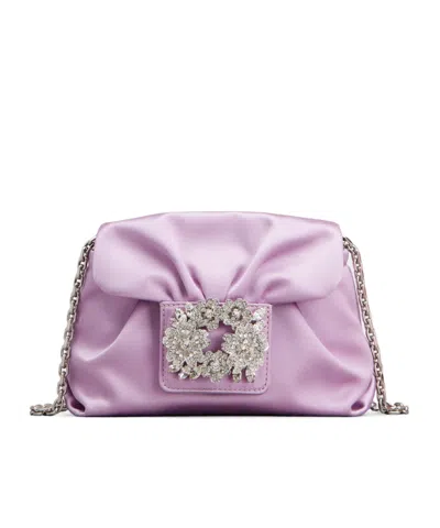 Roger Vivier Mini Rv Bouquet Strass Logo Shoulder Bag In Purple | ModeSens