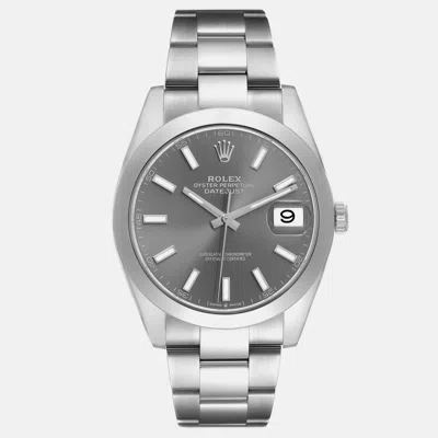 Pre-owned Rolex Datejust Slate Dial Steel Men's Watch 41.0 Mm In Grey ...