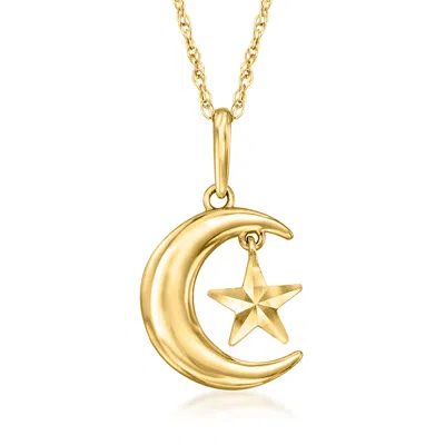 Ross-simons 14kt Yellow Gold Moon And Star Pendant Necklace | ModeSens