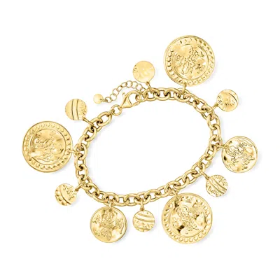 Ross-simons Italian 18kt Gold Over Sterling Disc Station Bracelet In ...