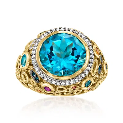 Ross-simons Swiss Blue Topaz And Multi-gemstone Ring In 18kt Gold Over ...