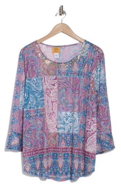 Ruby Rd. Ruby Rd Paisley Print Long Sleeve Top In Mediterranean Multi ...