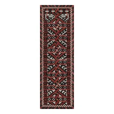 Rug & Kilim 's Tribal Style Runner Rug In Red And Black With Geometric ...