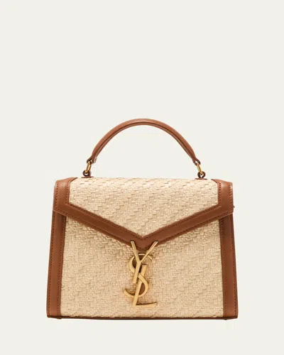 Saint Laurent Cassandra Mini Ysl Top-handle Crossbody Bag In Raffia And ...