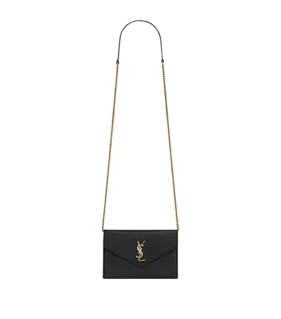 Saint Laurent Cassandre Envelope Chain Wallet In Black | ModeSens
