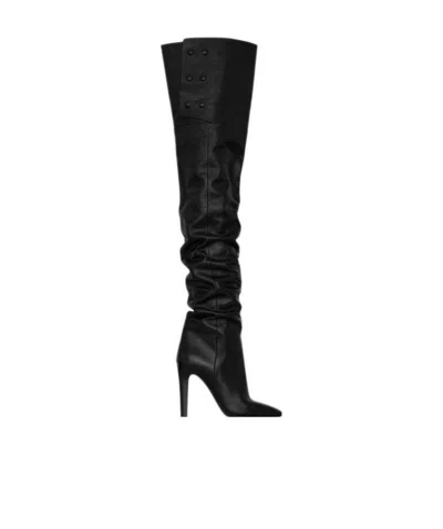 Saint Laurent Jane Over-the-knee Almond-toe Boots In Black | ModeSens