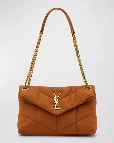 Saint Laurent Lou Small Ysl Puffer Shoulder Bag In Leather In Hot Rust ...