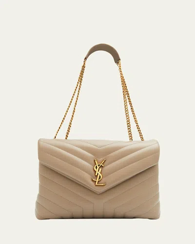 Saint Laurent Loulou Medium Ysl Shoulder Bag In Quilted Leather In Grey ...
