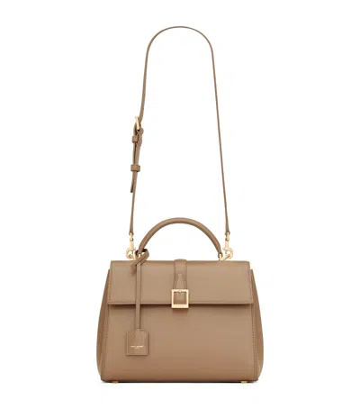 Saint Laurent Small Le Fermoir Top-handle Bag In Brown | ModeSens