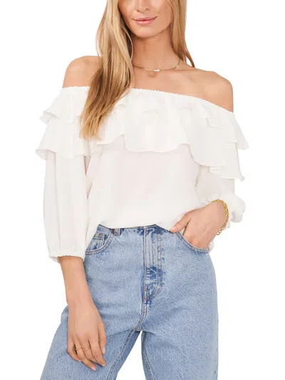 Sam & Jess Challis Womens Ruffled Off-the-shoulder Blouse In White ...