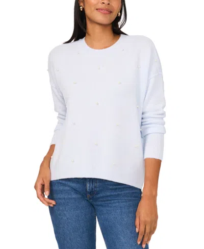 Sam & Jess Women's Embellished Pearl Crewneck Sweater In Frozen | ModeSens