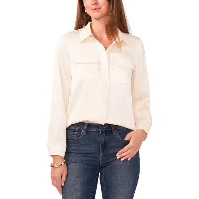 Sam & Jess Womens Satin Trim Polyester Button-down Top In Multi | ModeSens