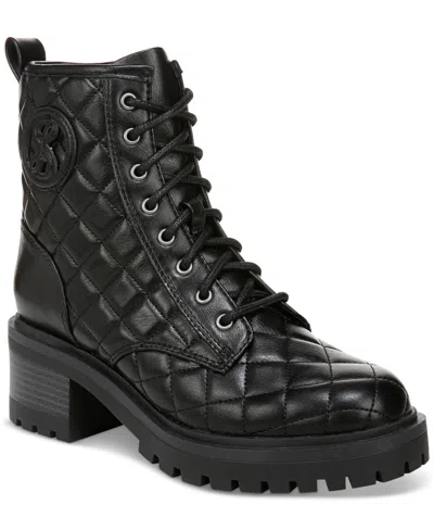 Sam & Libby Women's Otis Quilted Lug Sole Lace Up Combat Boots In Black ...