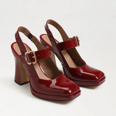 Sam Edelman Jildie Slingback Mary Jane Heel Deep Scarlet Red Patent ...