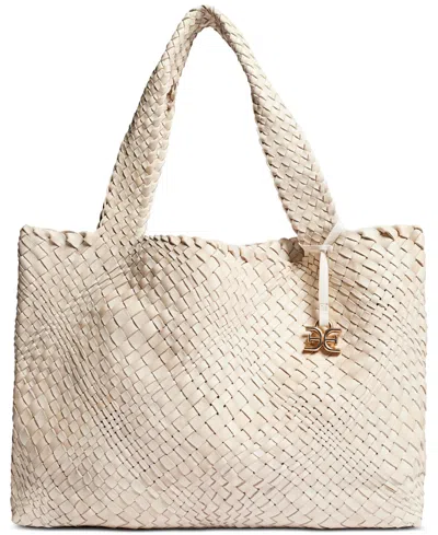 Sam Edelman Priya Extra-large Woven Leather Tote In Cream | ModeSens