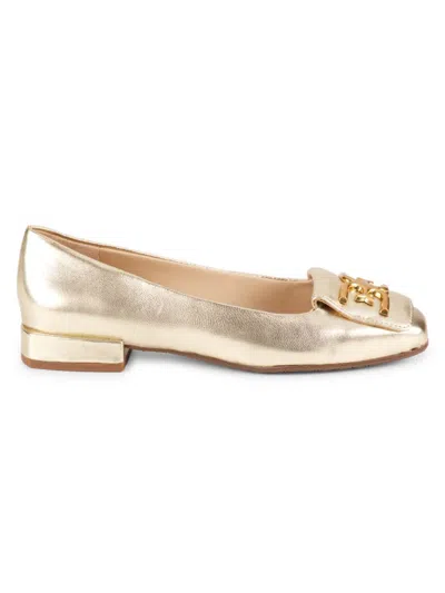 Sam Edelman Women's Emina Logo Metallic Leather Flat Pumps In Gold ...