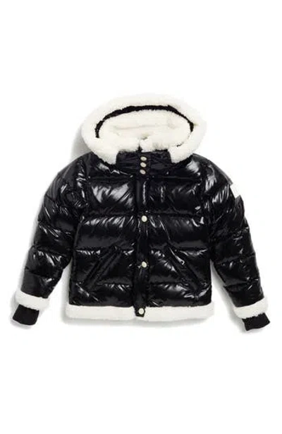 Sam . Kids' Faux Shearling Trim Down Puffer Jacket In Caviar | ModeSens
