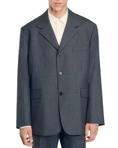 Sandro Oversized Blazer In Grey | ModeSens