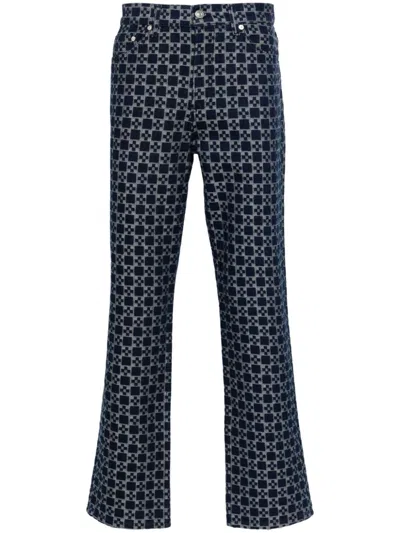Sandro Square Cross Pattern Jeans In Navy Blue | ModeSens