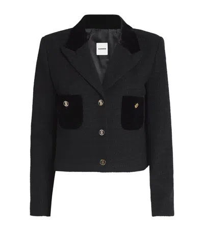 Sandro Tweed Cropped Blazer In Black | ModeSens