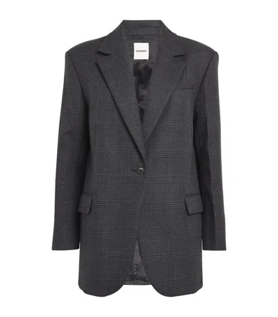 Sandro Virgin Wool Check Blazer In Black | ModeSens